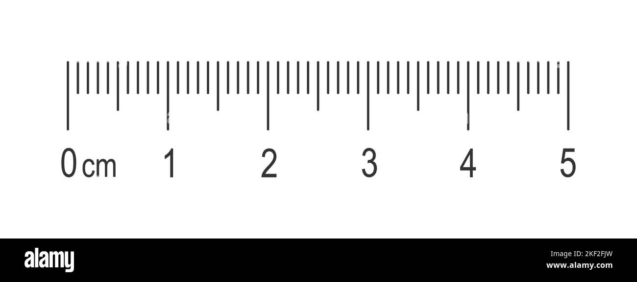 Échelle de la règle de 5 centimètres avec marquage et nombres. Modèle d ...