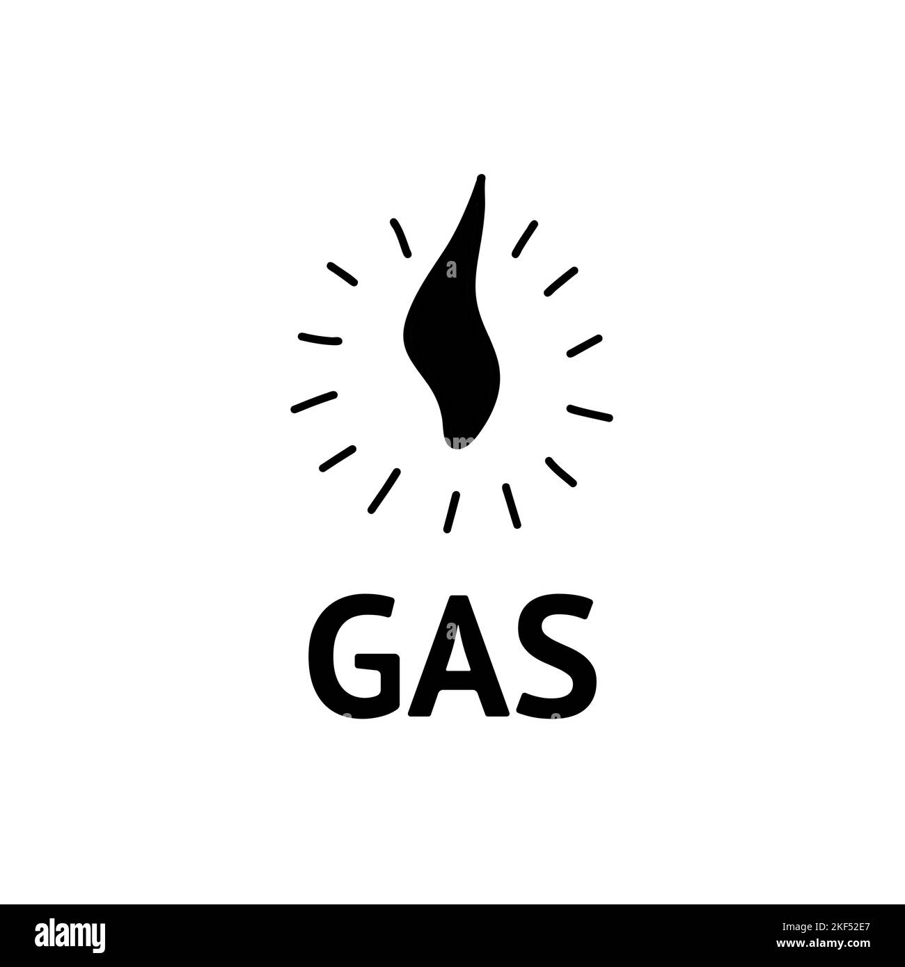 Symbole de gaz. Flamme de feu. Table de cuisson à gaz. Illustration vectorielle noire et blanche ...