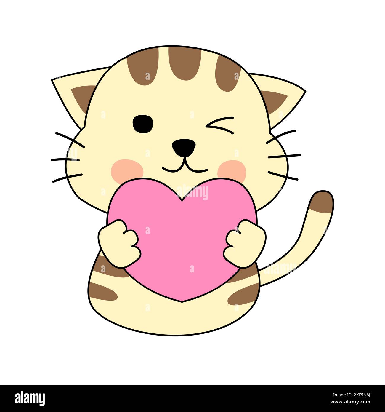 Clipart de la version de dessin animé de chat tenant coeur ...