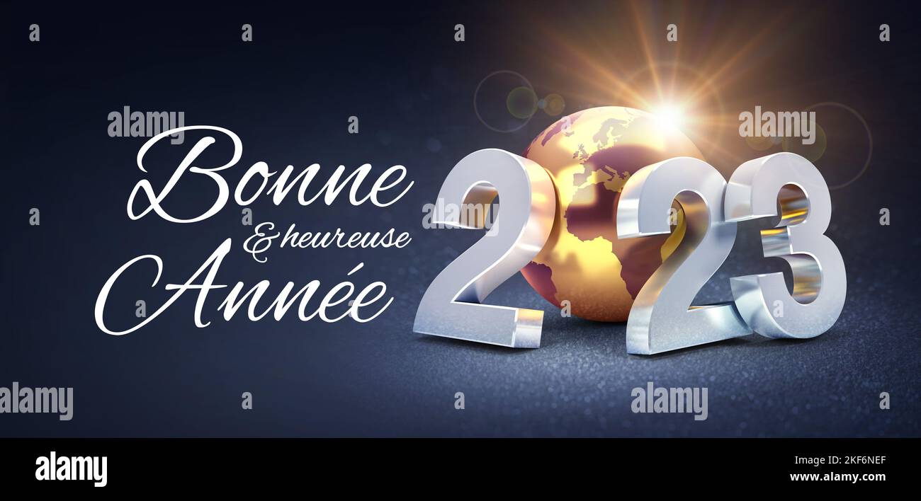 Bonne salutation du nouvel an 2023 en français et numéros de date ...