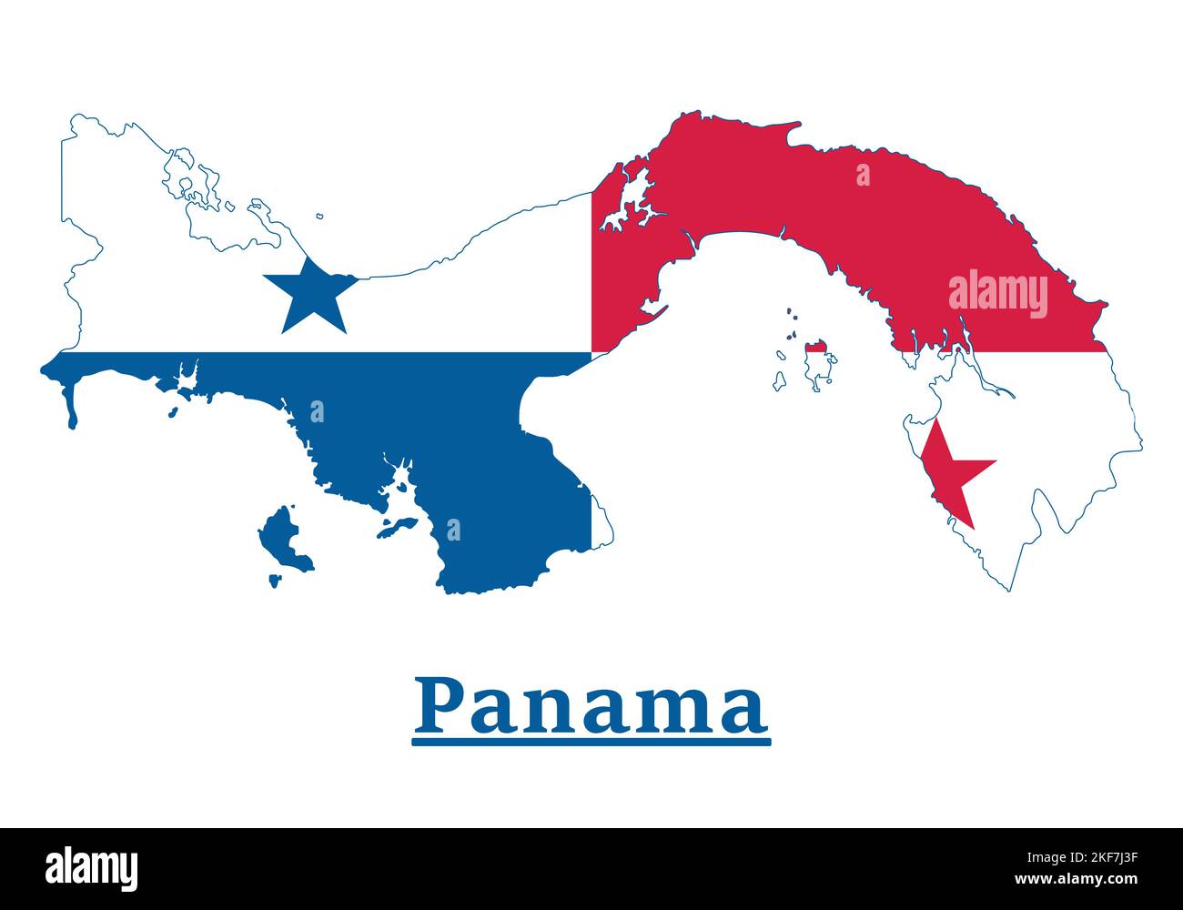 La carte de Panama sur fond blanc coloré avec ses couleurs de drapeau ...