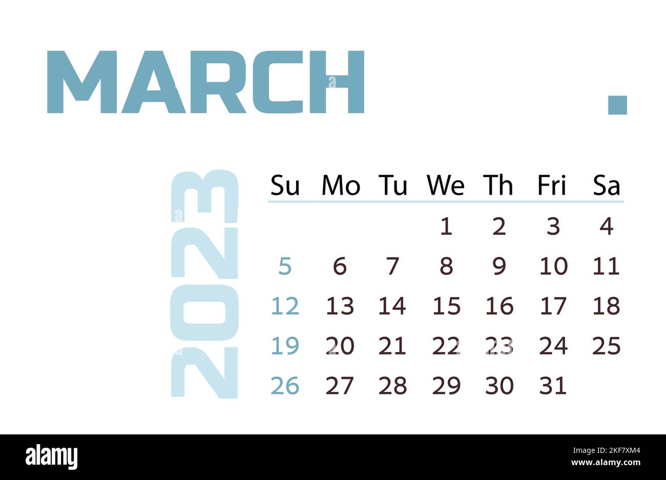 Grille de calendrier 2023 Banque d'images détourées - Alamy