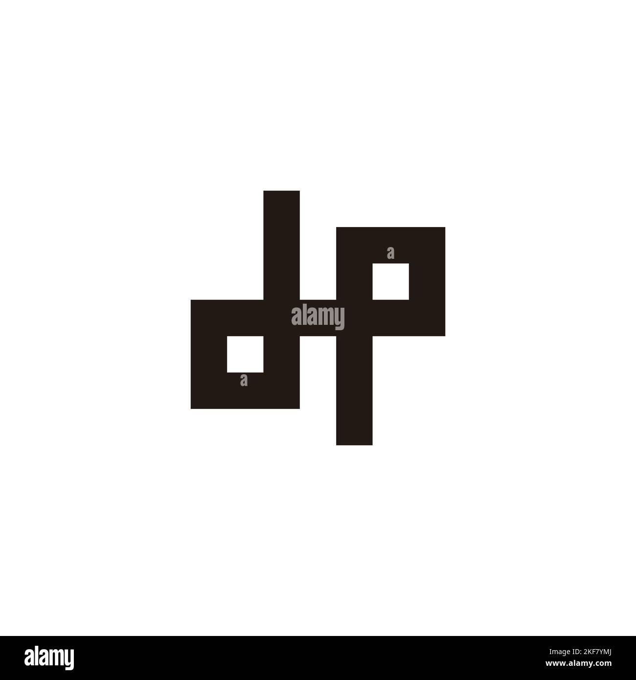 Lettre d et p Connect, symbole géométrique carré simple logo vector ...