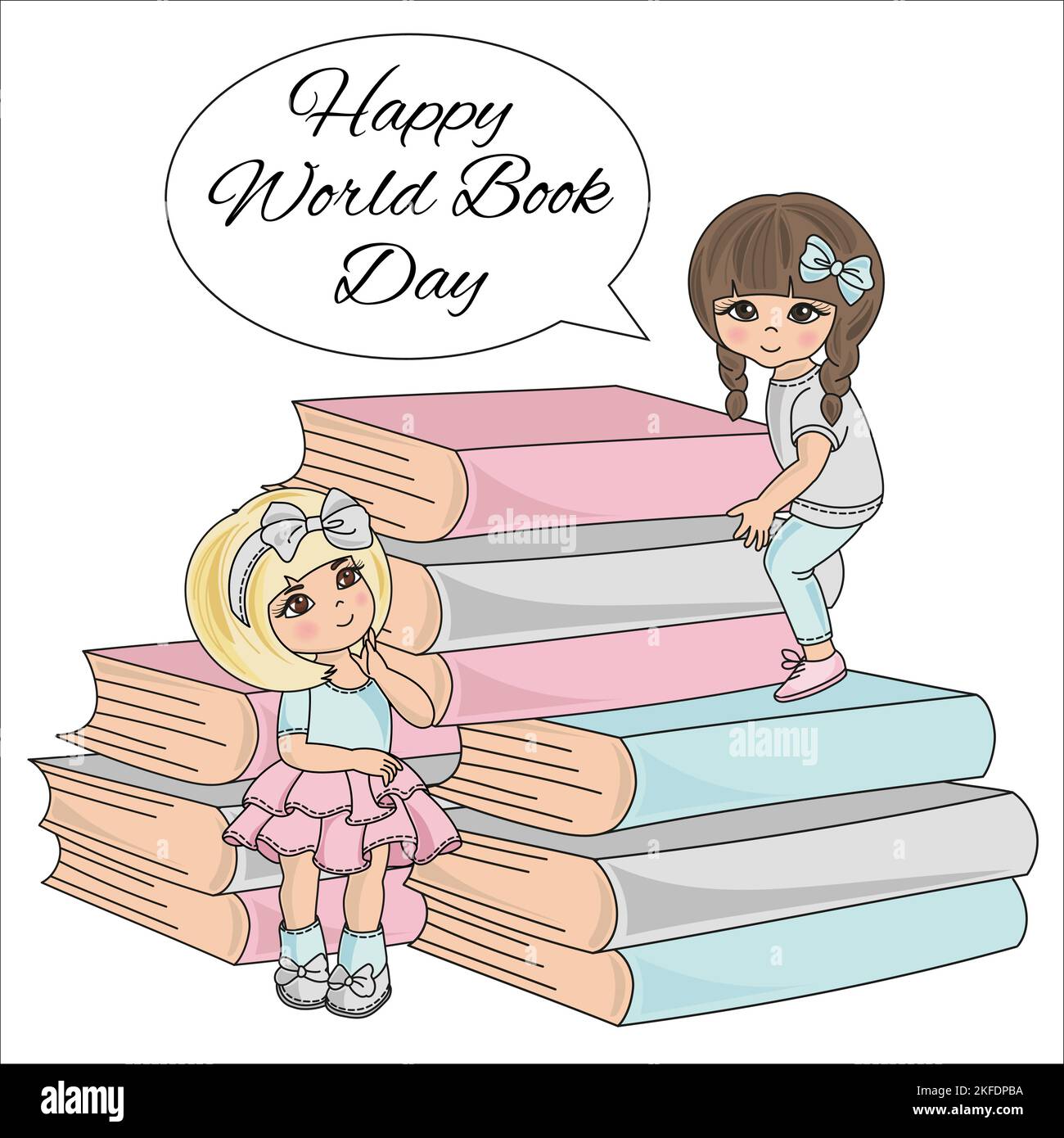 LIVRE ENFANT World Book Day Knowledge School enfants Cartoon Vector ...