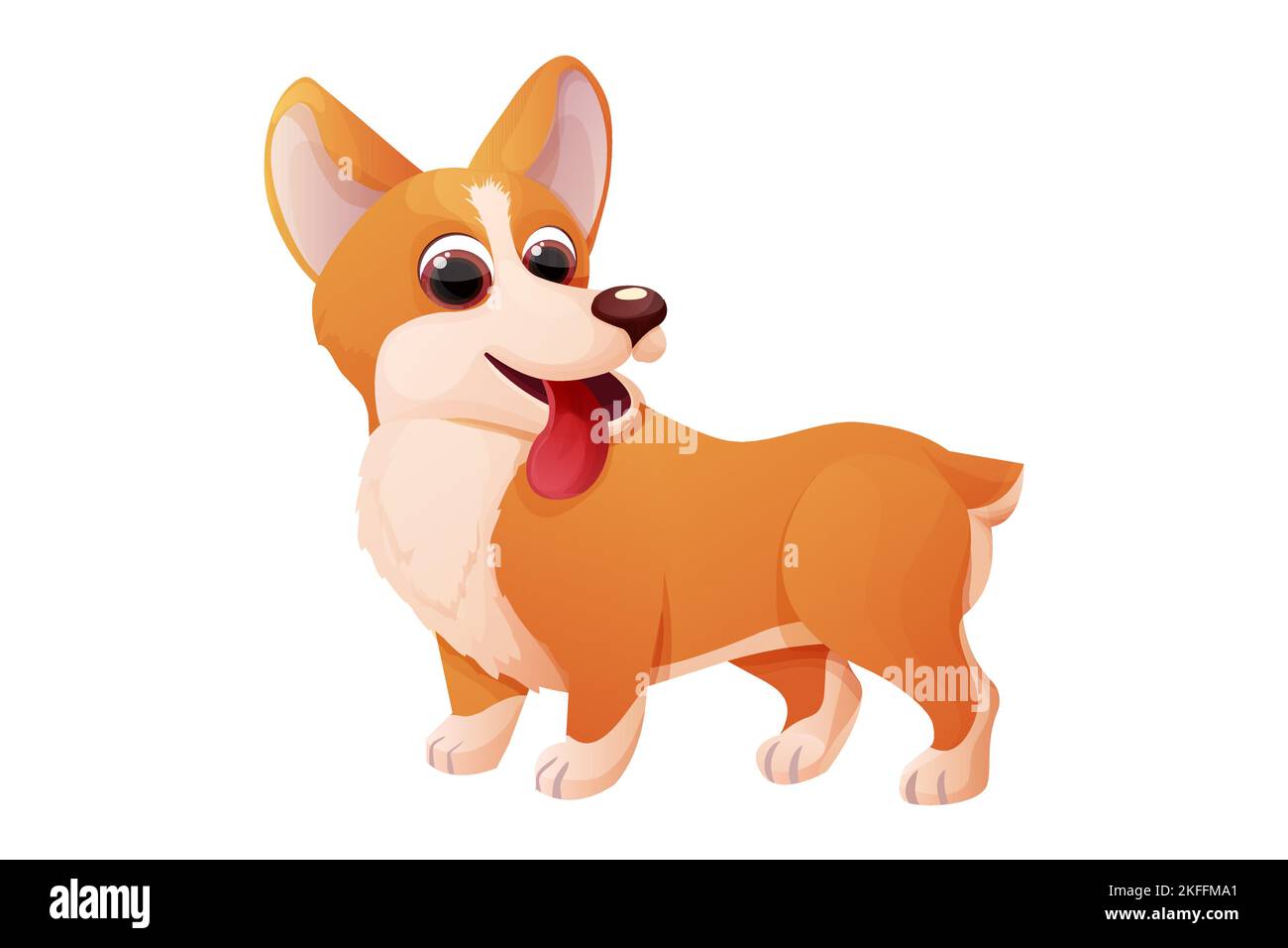 Adorable chien corgi debout, adorable animal de compagnie de style ...