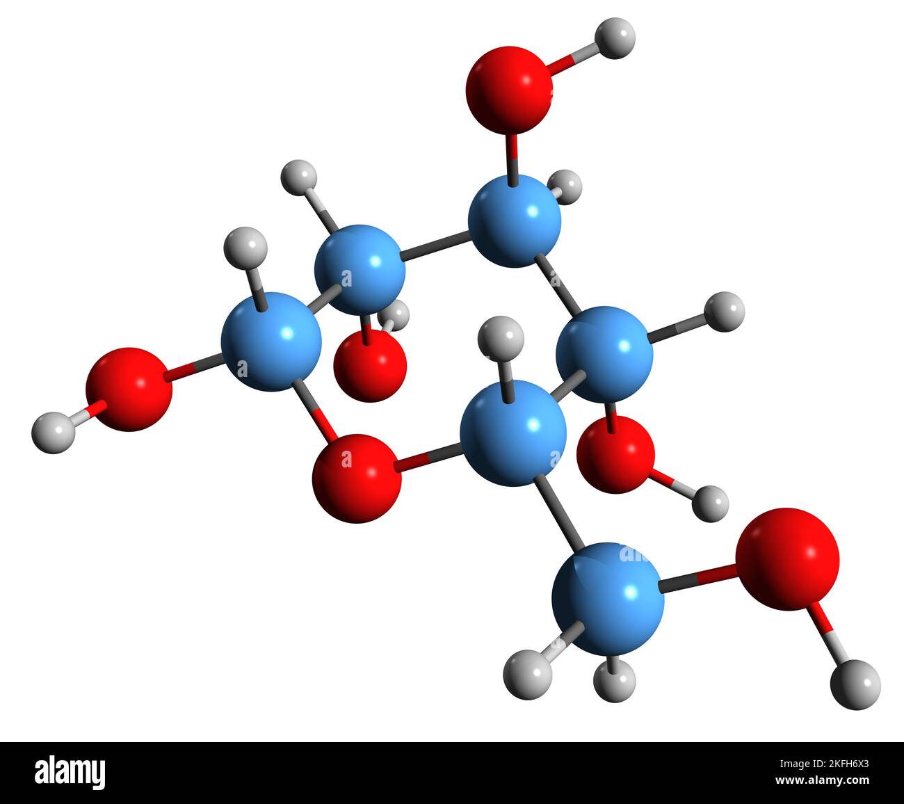 3D image de la formule du squelette de glucose - structure chimique ...