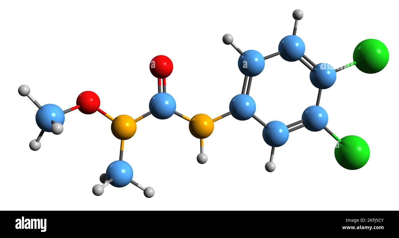 3D image de la formule squelettique du linuron - structure chimique ...