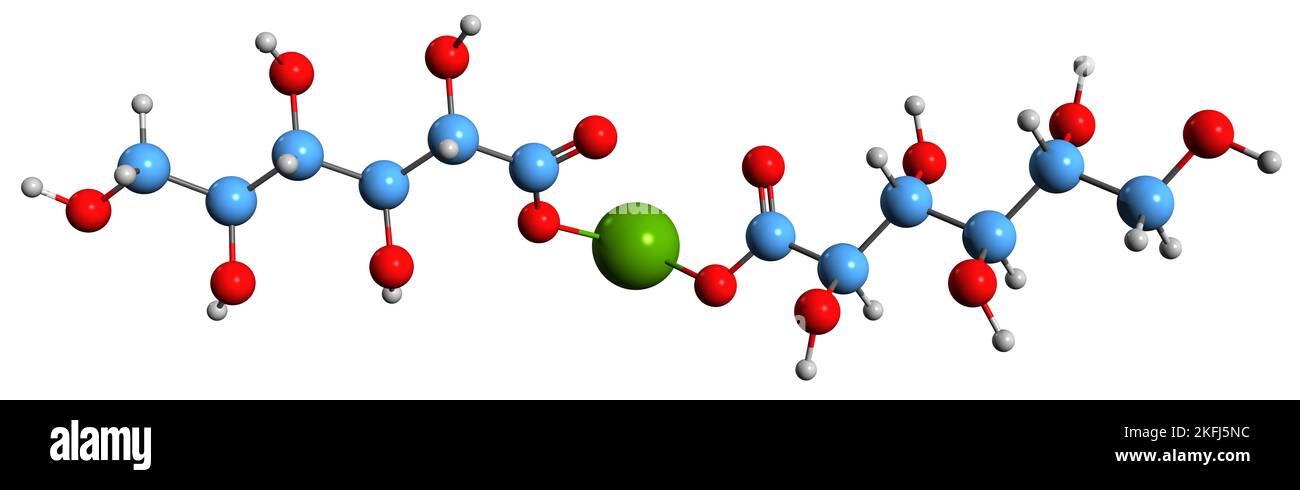 3D image de la formule squelettique du gluconate de magnésium ...