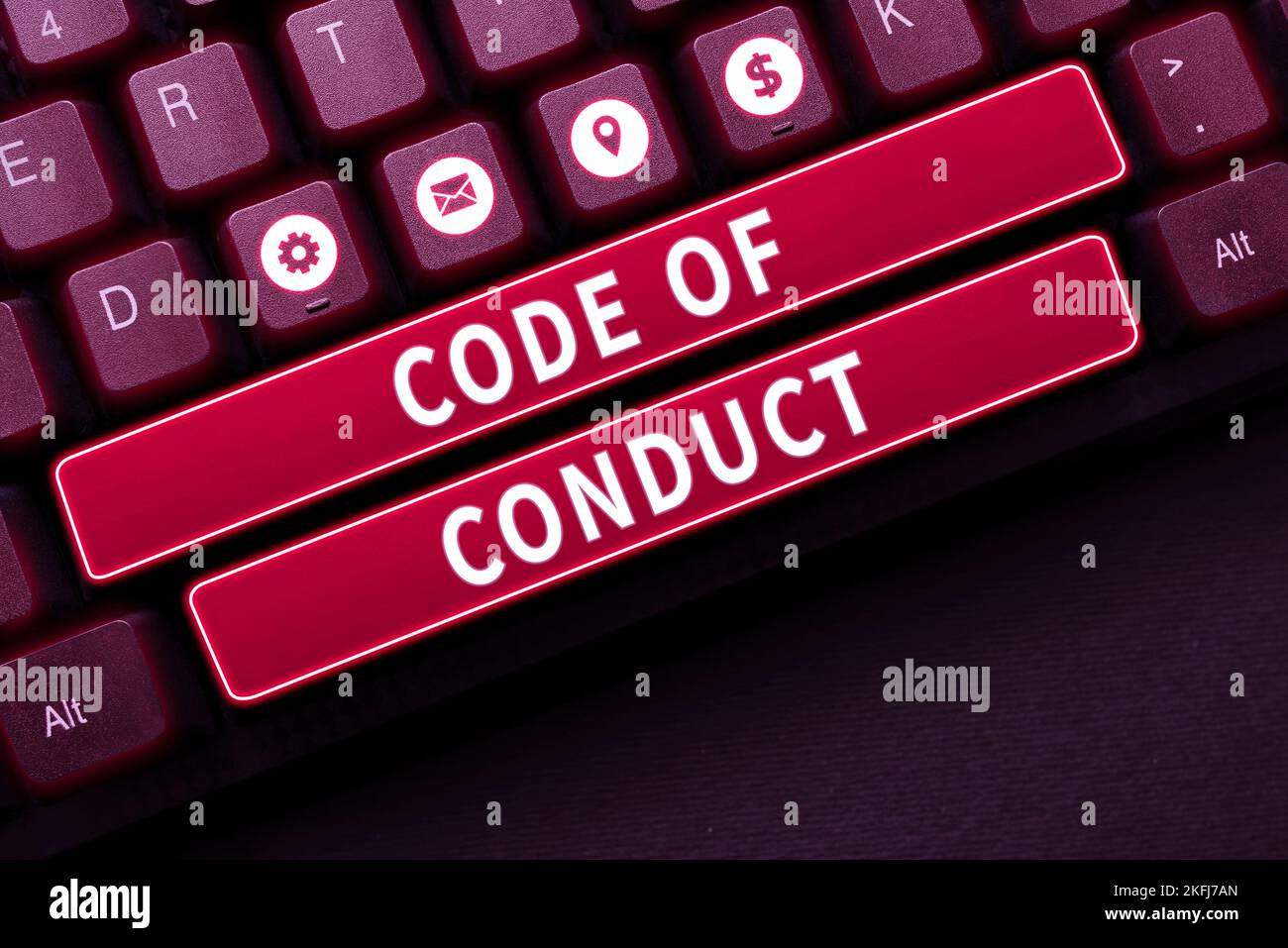 Légende présentant le Code de conduite. Vitrine des affaires règles d'éthique codes moraux ...