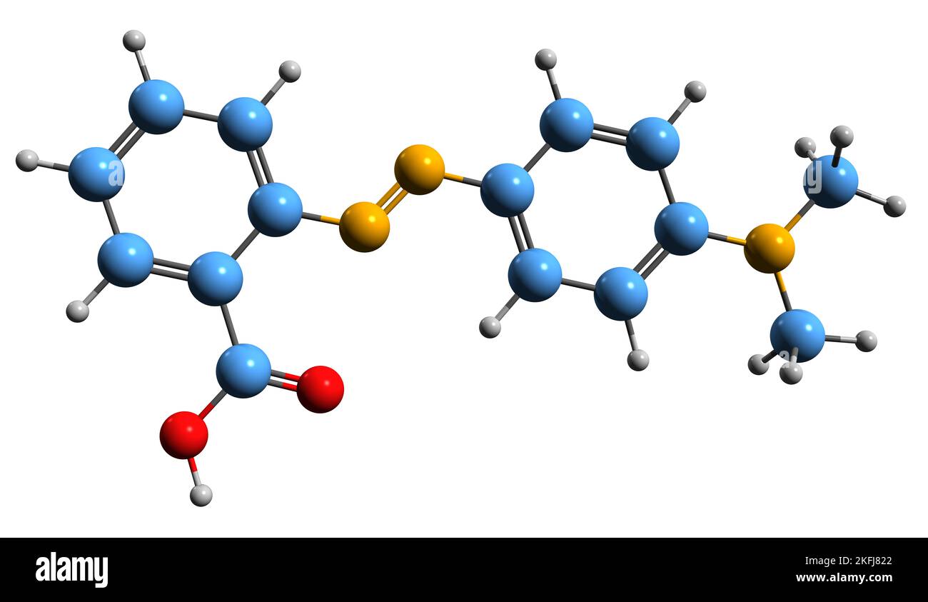 3D image de formule squelettique rouge de méthyle - structure chimique ...