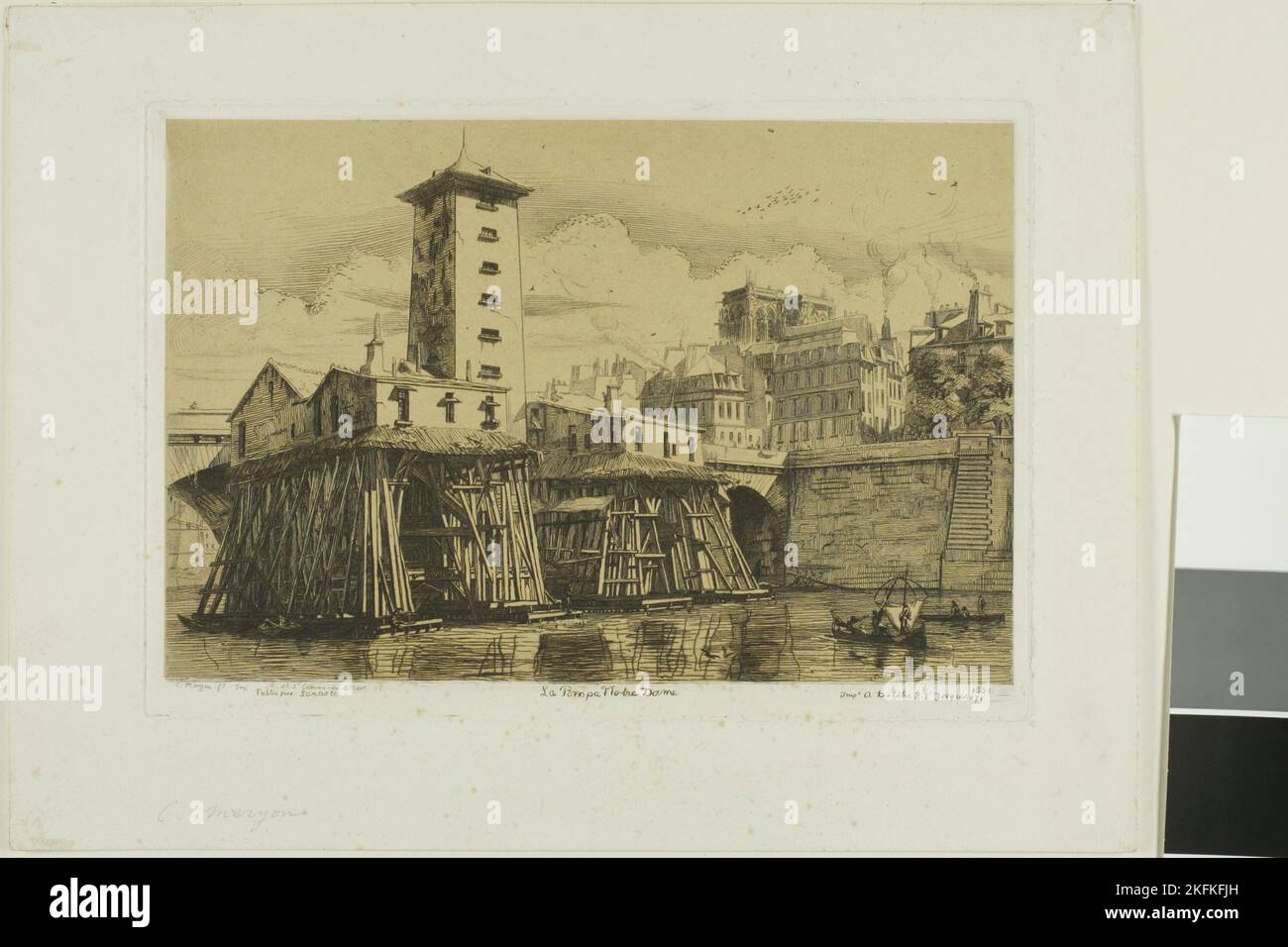 La Pompe notre-Dame, Paris, 1852. La pompe notre Dame sur la Seine ...
