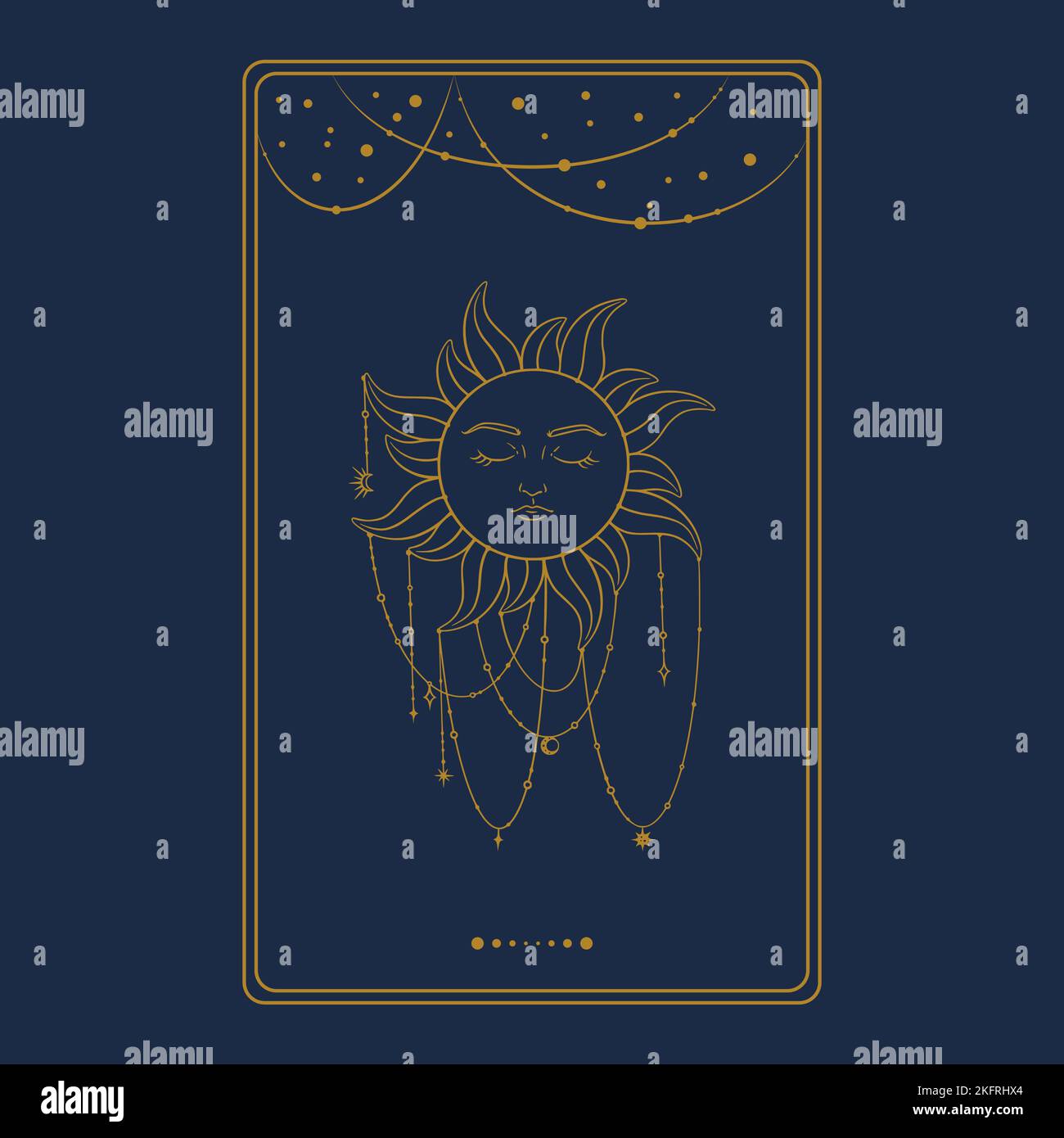 Carte d'or esthétique Tarot avec symbole soleil. Motif Tarot occulte ...