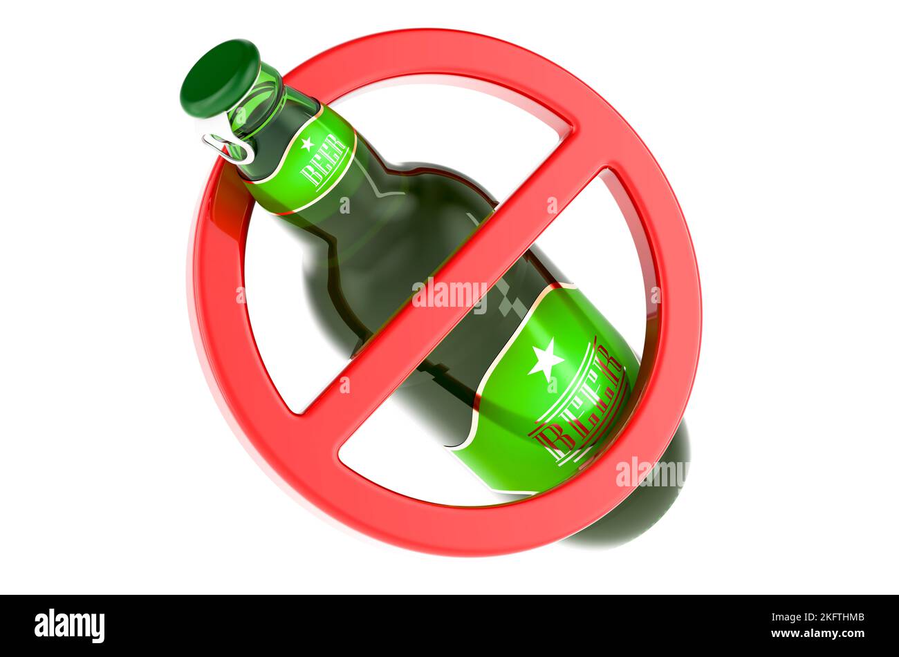 Bouteille de bière à l'intérieur du panneau interdit. Concept d ...