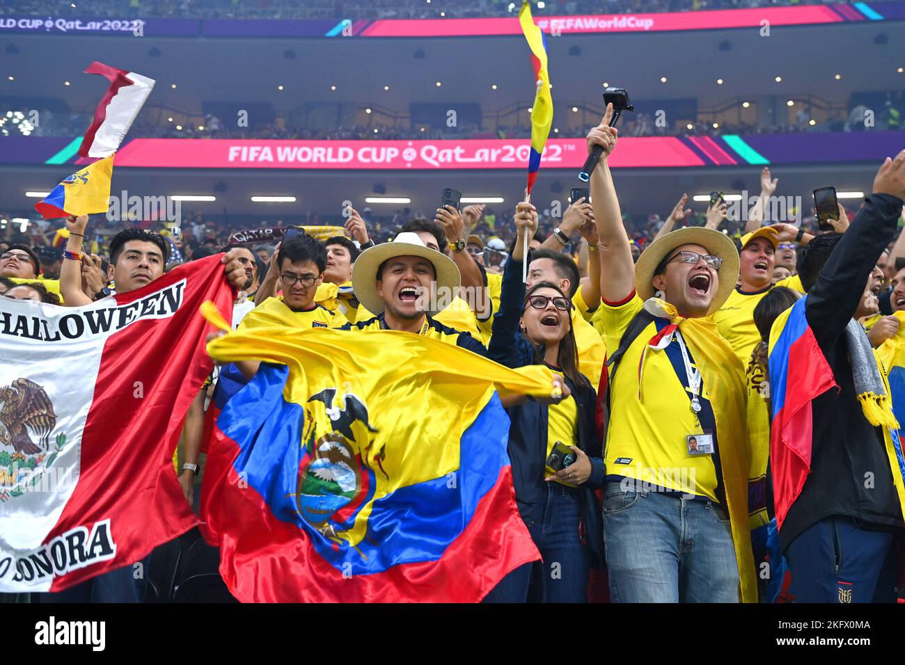 Humeur, fans, fans de football de l'Equateur, jubilation, joie ...