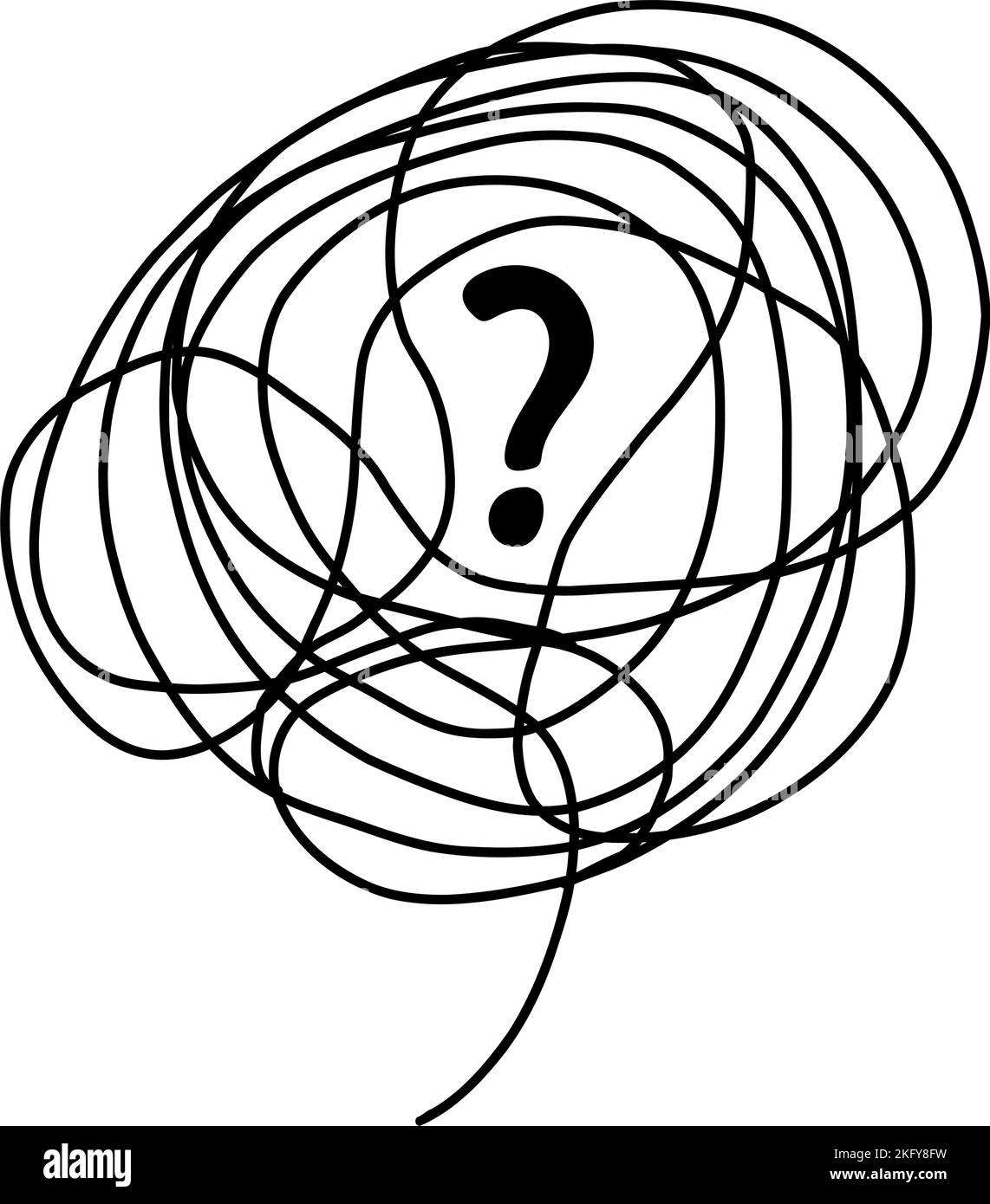Mêlez la bulle des pensées confuses avec le point d'interrogation ...