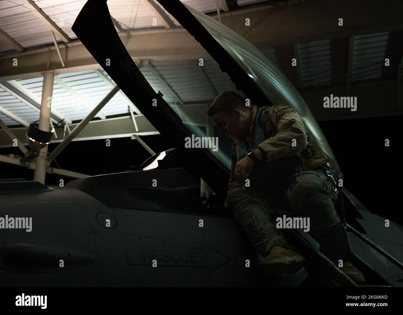 Un pilote de la Force aérienne des États-Unis du 77th Fighter Squadron ...