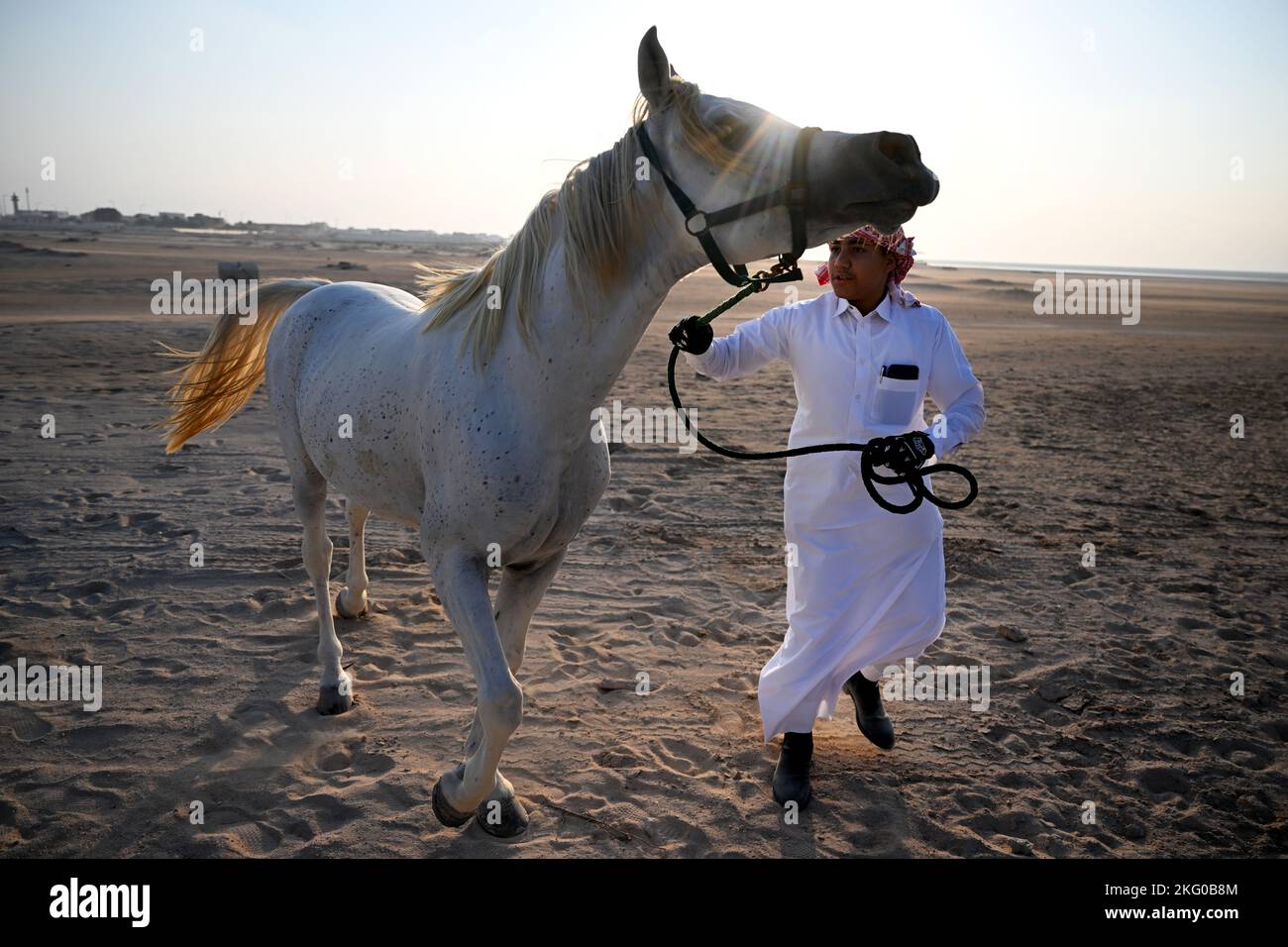 Al Ruwais, Qatar. 20th novembre 2022. Qatari Marwan Sameh mène un ...