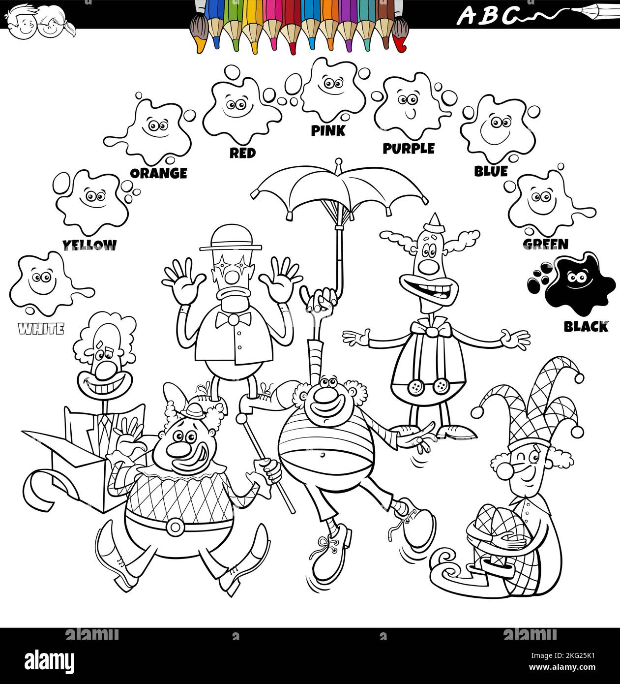 Dessin Animé éducatif Noir Et Blanc Illustration Des Couleurs De Base