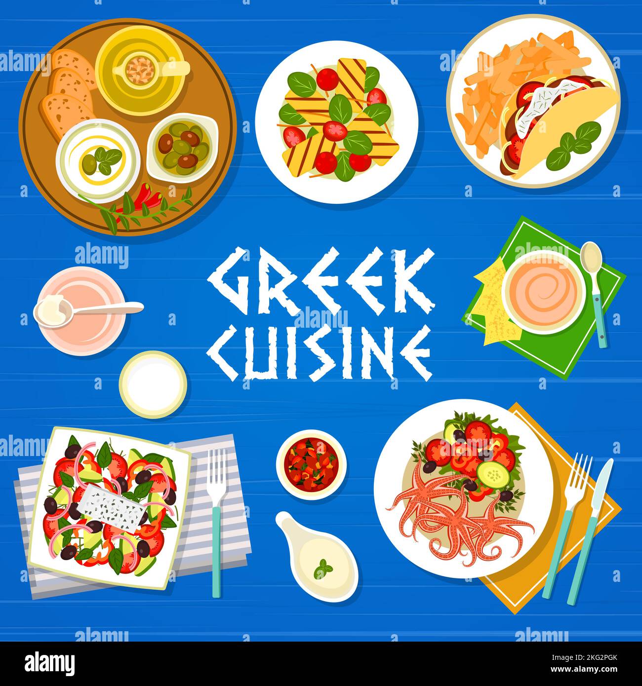 Le menu de cuisine grecque couvre, la cuisine grecque et les plats ...