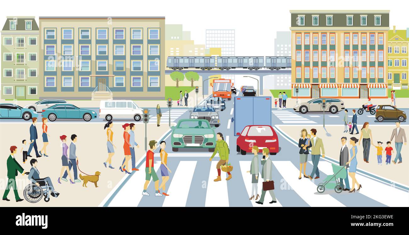 Les voitures sur la jonction de la route dans la circulation bourrage ...