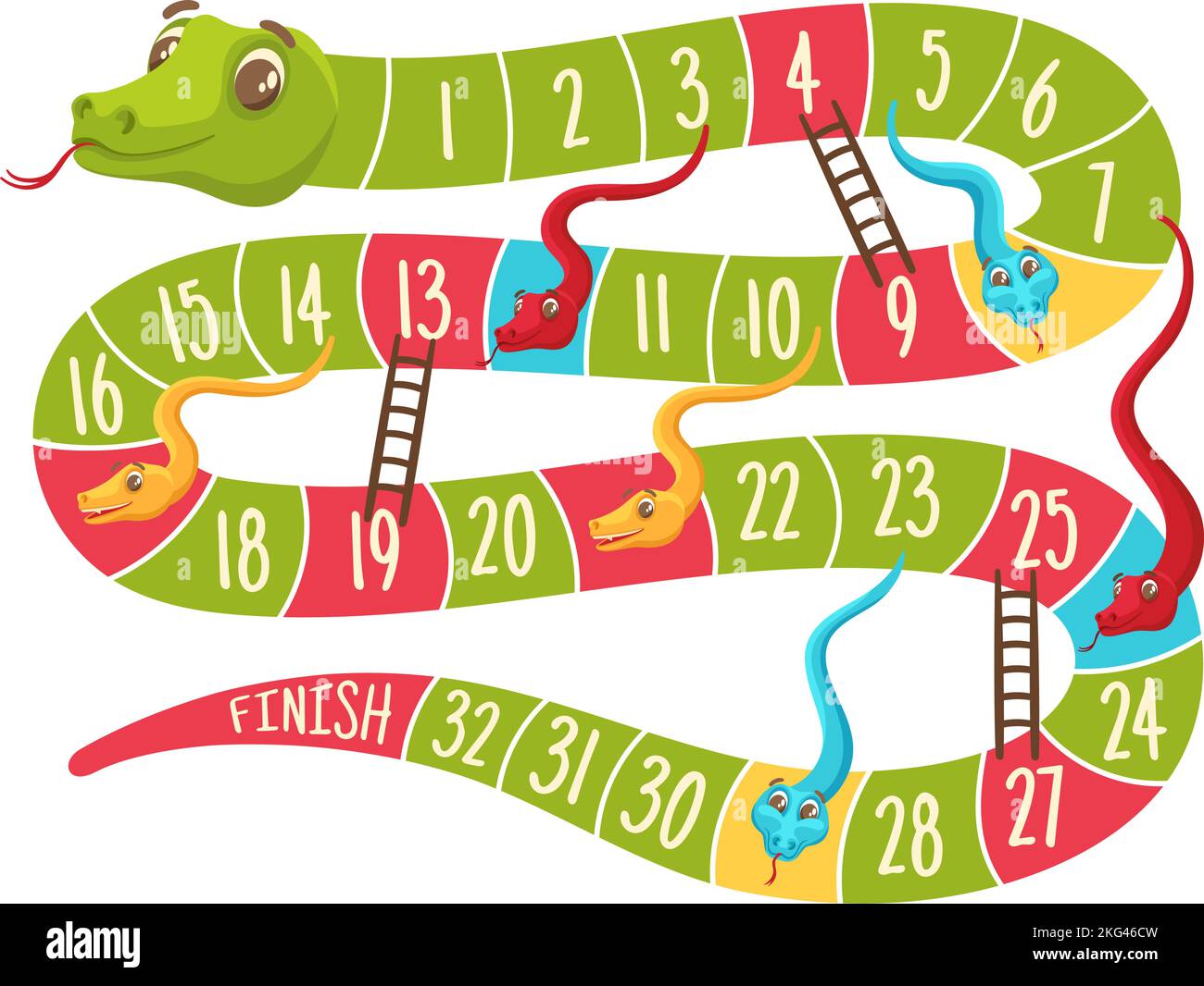 Jeu serpent et échelles. Tableau à grille de niveau avec de jolis ... Jeu serpent et échelles. Tableau à grille de niveau avec de jolis ...