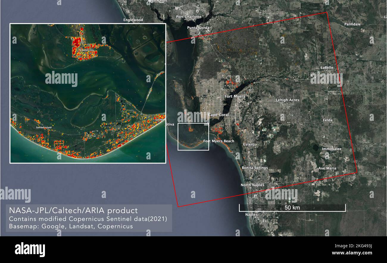 L'ARIA Maps dégâts causés par l'ouragan Ian à fort Myers. Les ...