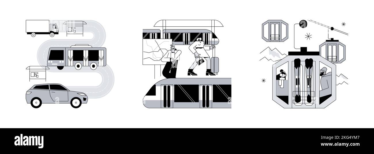 Jeu d'illustrations vectorielles abstraites de transport public ...