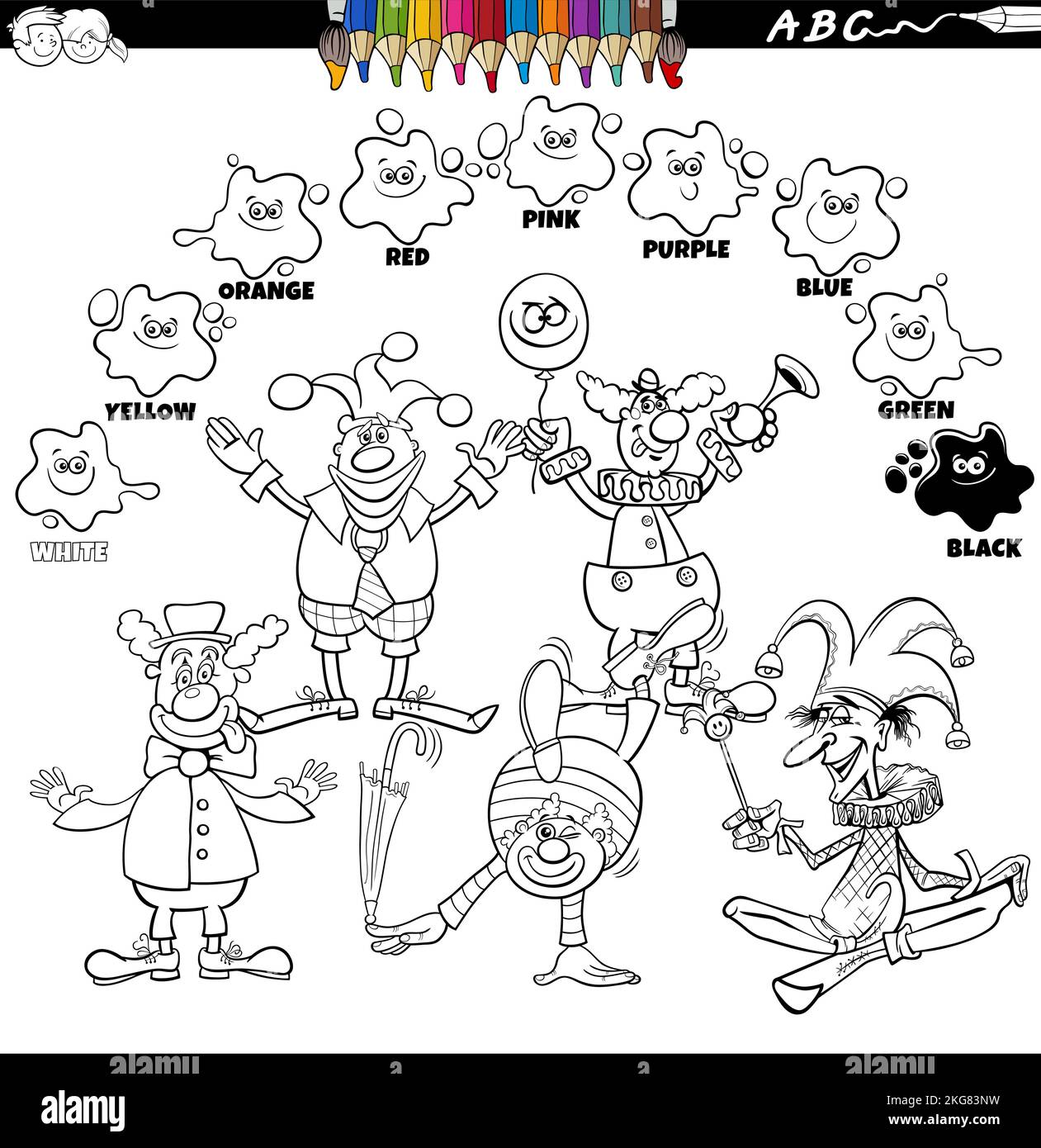 Dessin Animé éducatif Noir Et Blanc Illustration Des Couleurs De Base