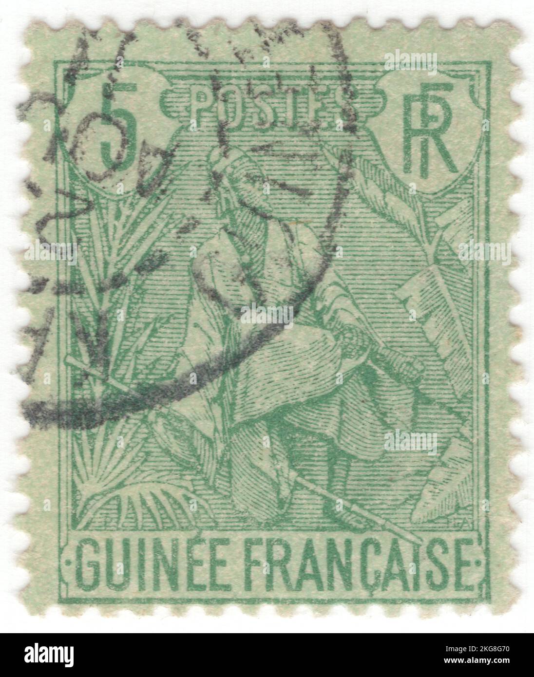 GUINÉE FRANÇAISE - 1904 : un timbre-poste vert de 5 centimes ...