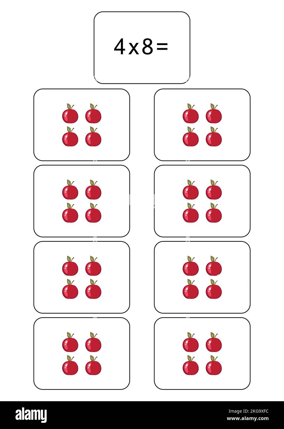 Table de multiplication de 4. Carte mathématique avec un exemple ...