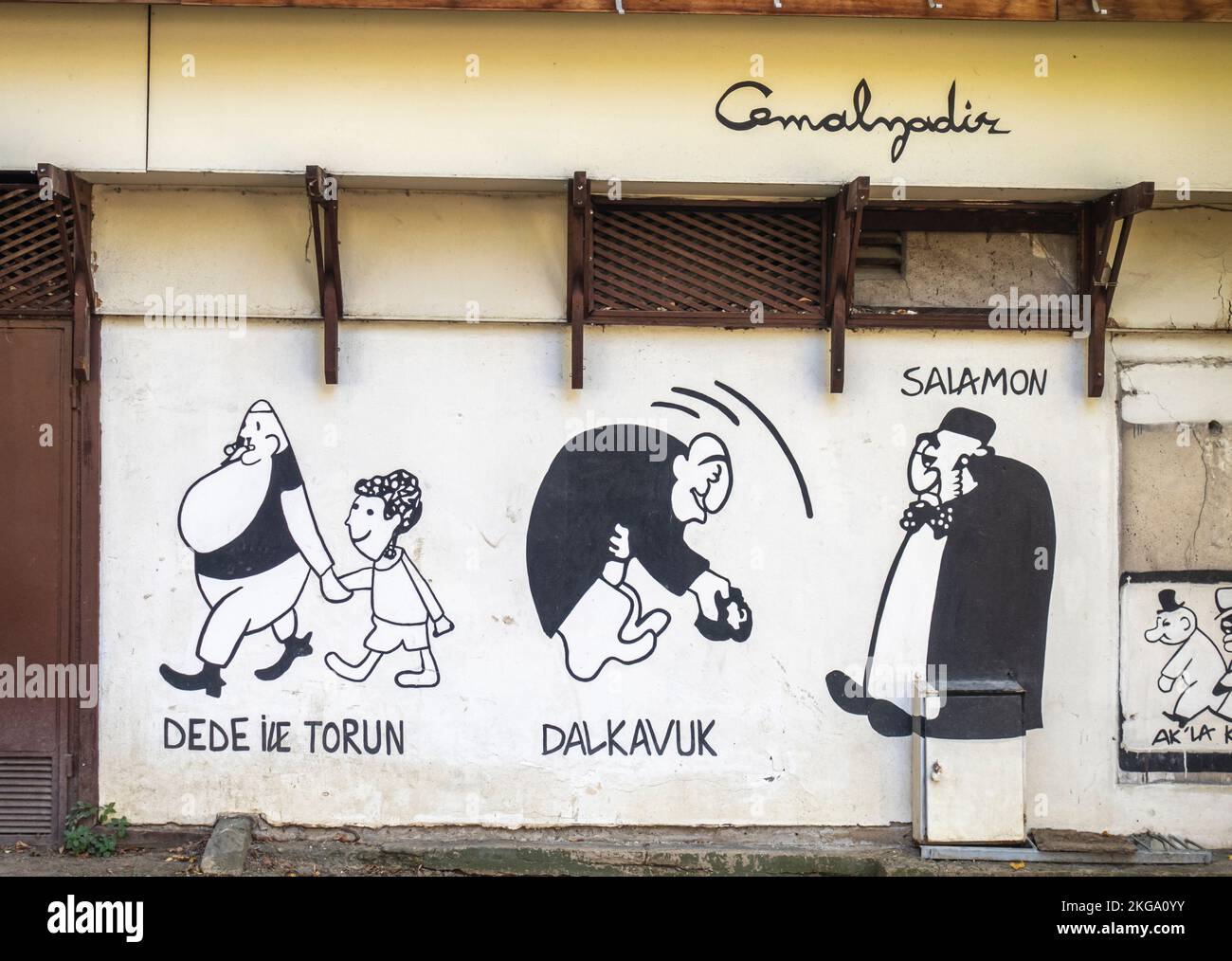 Murale avec dessins animés Cemal Nadir Guler - Dalkavuk, Torun, Salamon ...