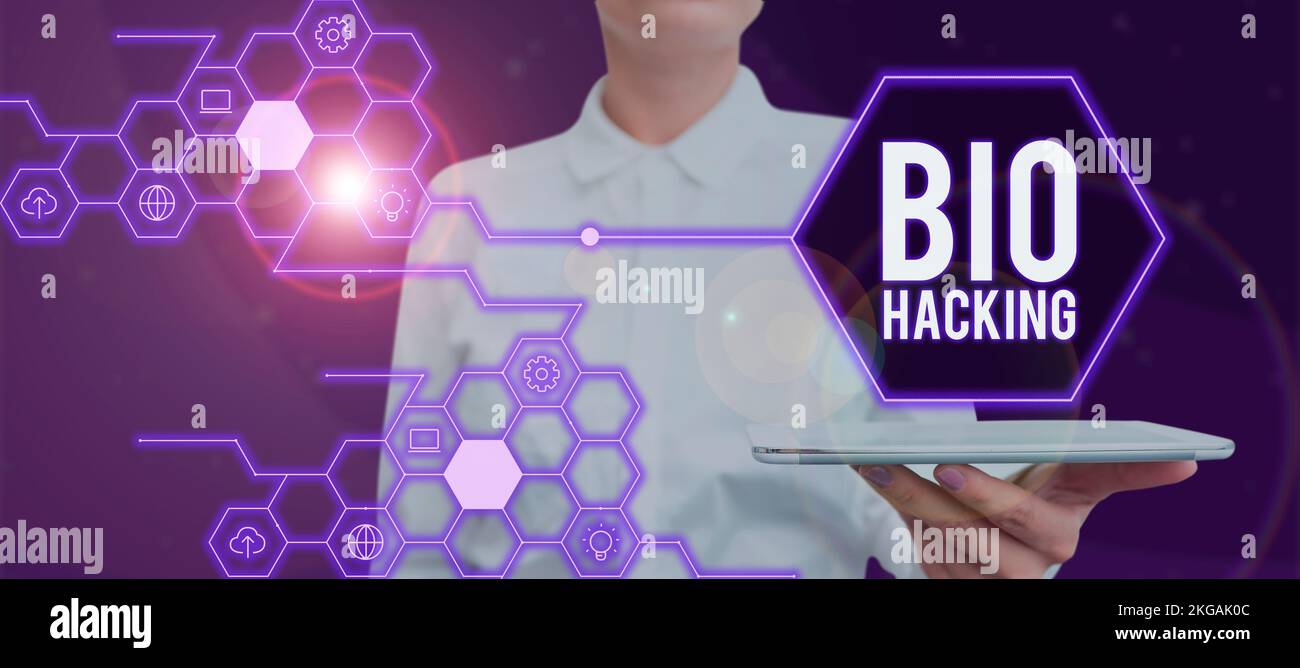 Légende du texte présentant Bio Hacking. Idée d'entreprise exploitant expérimentalement le ...