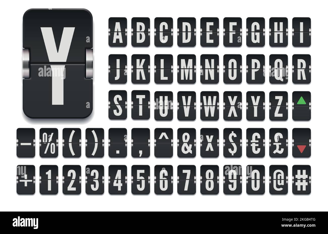 Police abc du tableau de bord noir avec des chiffres pour afficher les ...