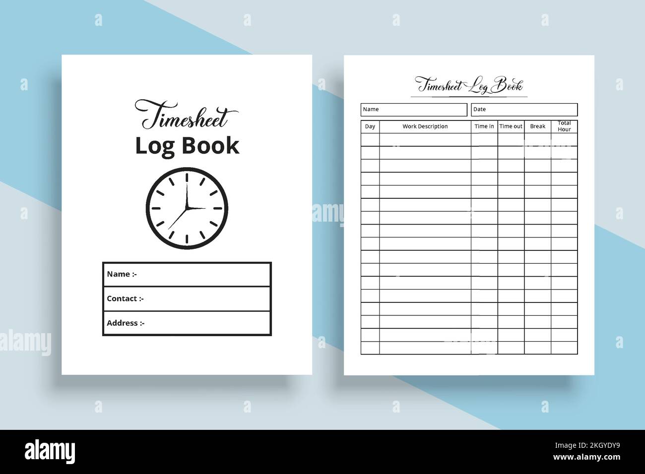 Feuille de temps livre journal intérieur KDP. Modèle de bloc-notes de ...