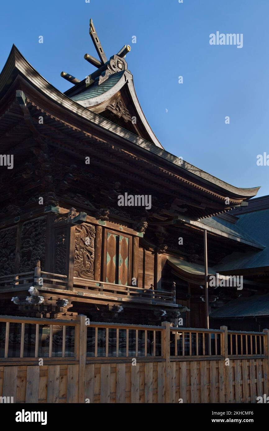 Ancienne construction traditionnelle en bois Mitake Jinja Shinto sanctuaire Ontakesan Tokyo ...