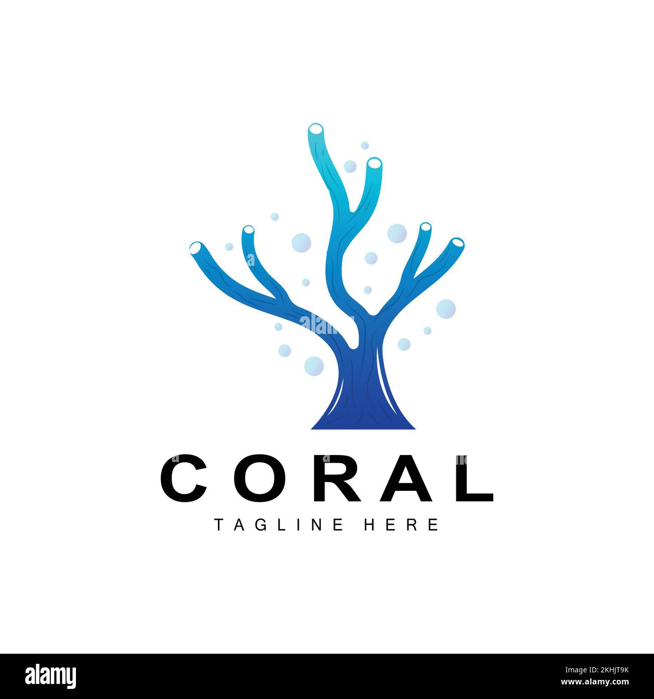Logo corail, plantes marines place animaux marins, vecteur océanique ...