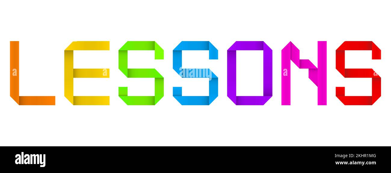 Concept ou papier conceptuel police origami formant le mot LEÇONS ...