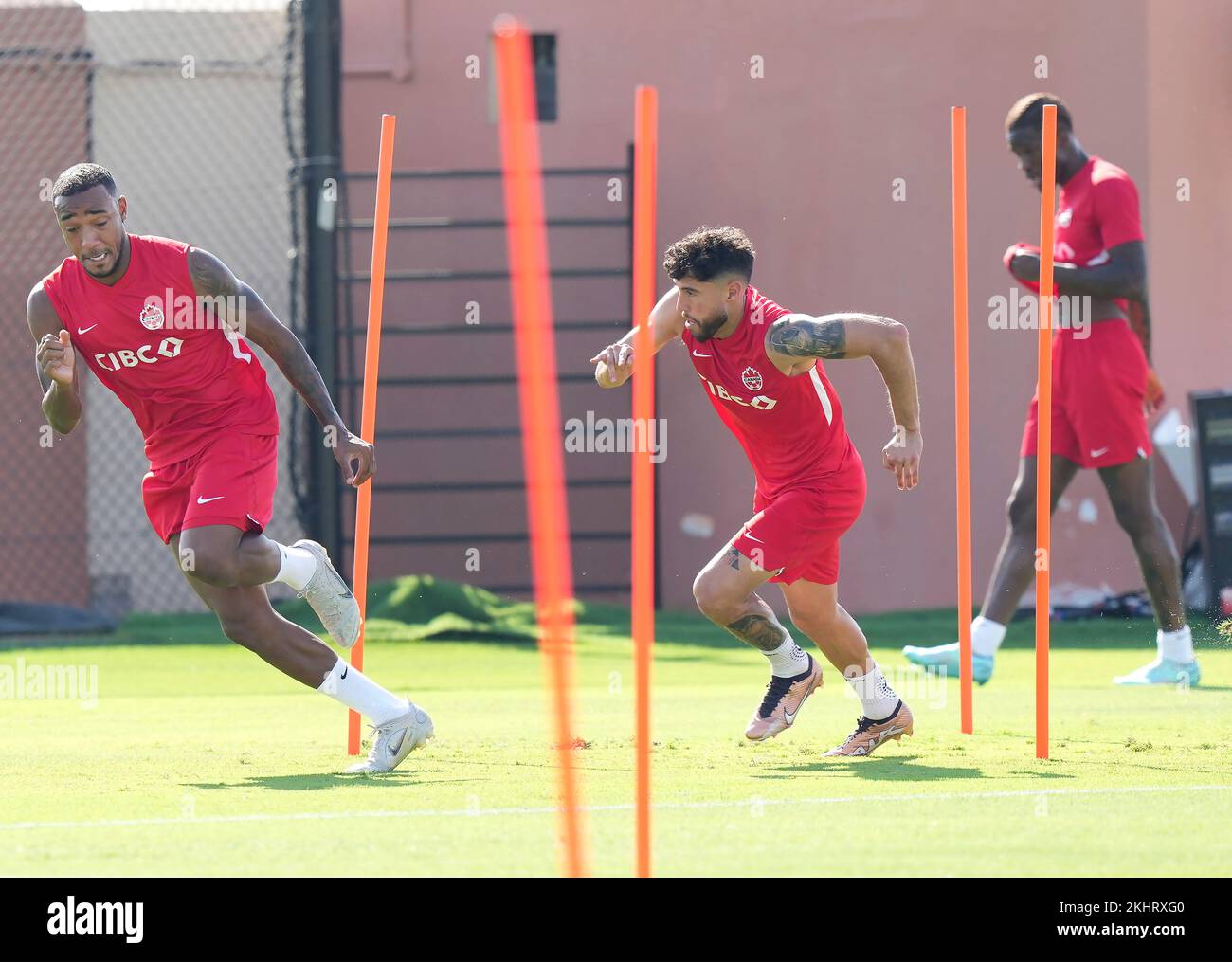 Le milieu de terrain canadien Jonathan Osorio, au centre, chasse le ...