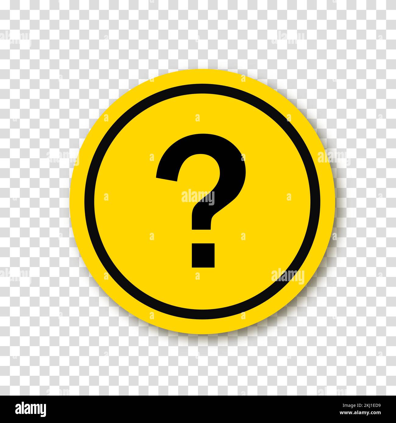 Point d'interrogation dans un cercle jaune avec une ombre. Symbole de ...