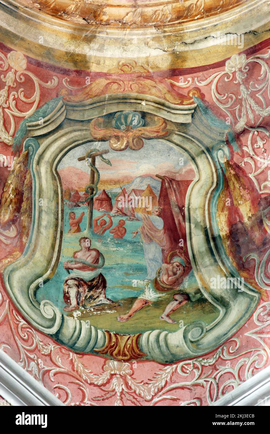 Fresque de la vierge marie et du serpent Banque de photographies et d ...
