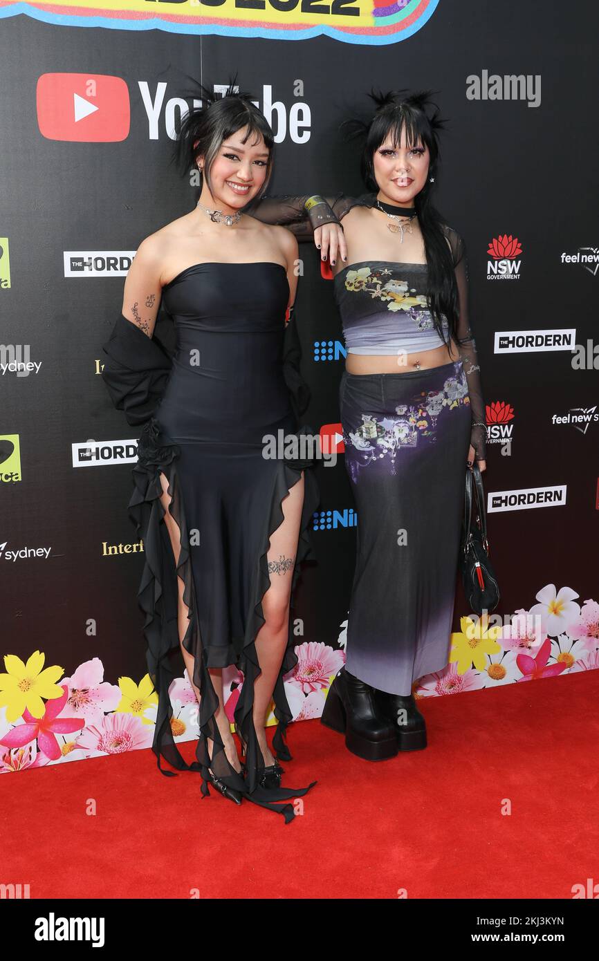 24 novembre 2022 : CHAT et CALMELL marchent sur le tapis rouge lors des ...