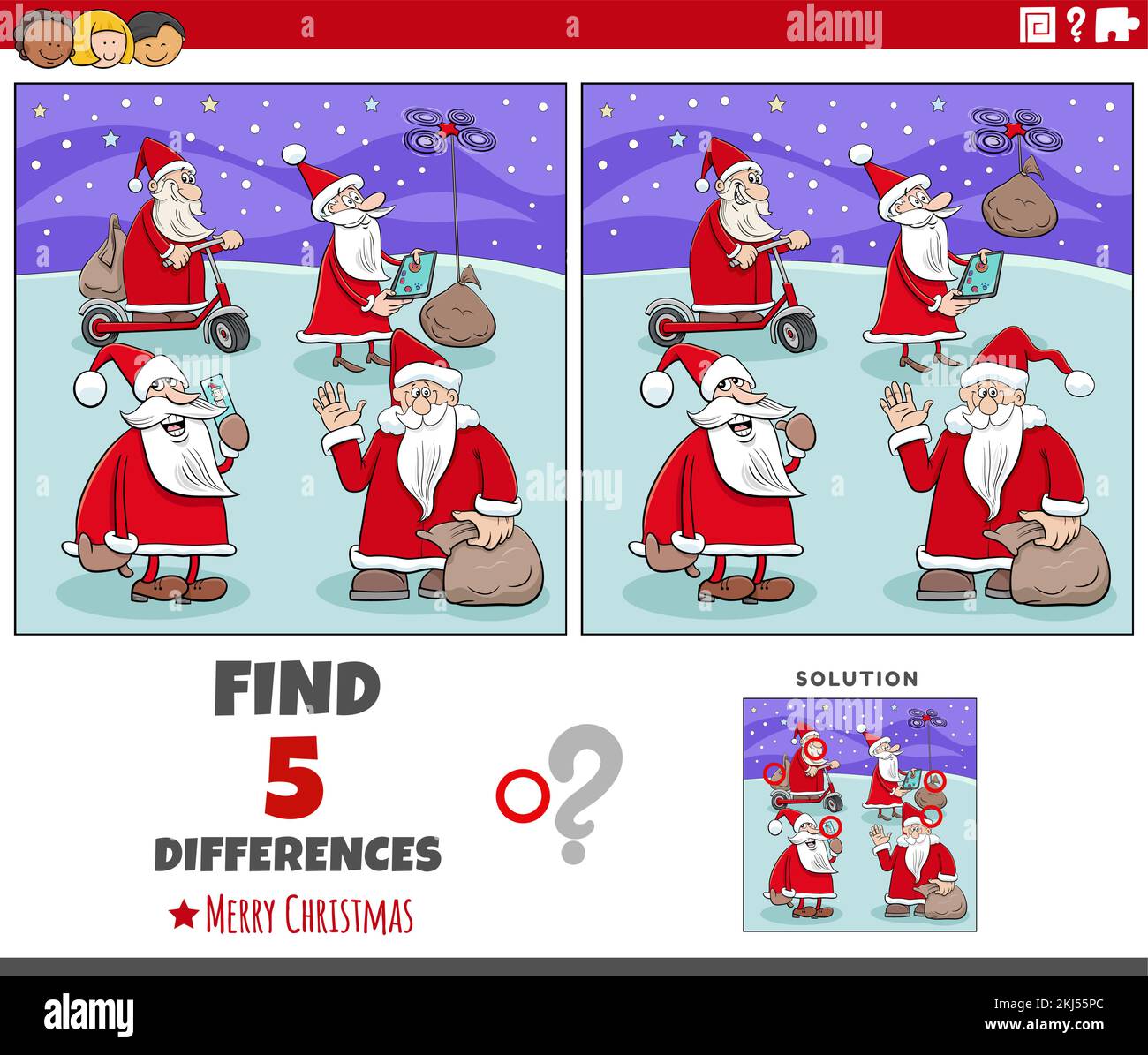 Illustration de dessin animé de trouver des différences entre les ...