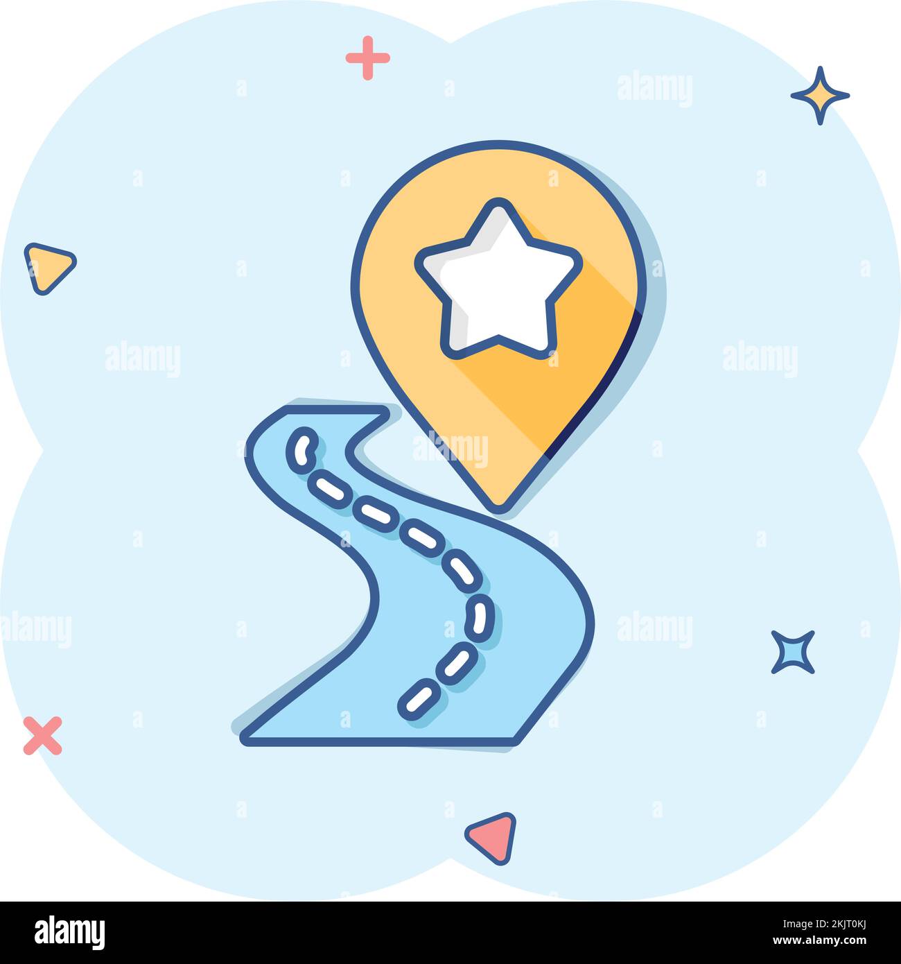 Icône de la carte en style de bande dessinée. navigation gps ...