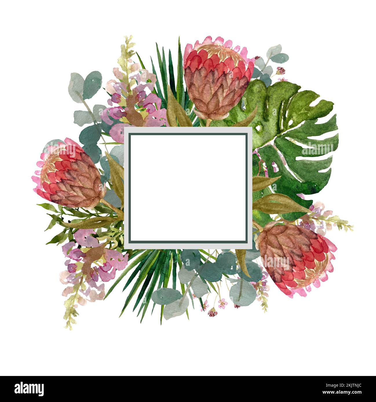 Flower watercolour frame Banque de photographies et d’images à haute ...