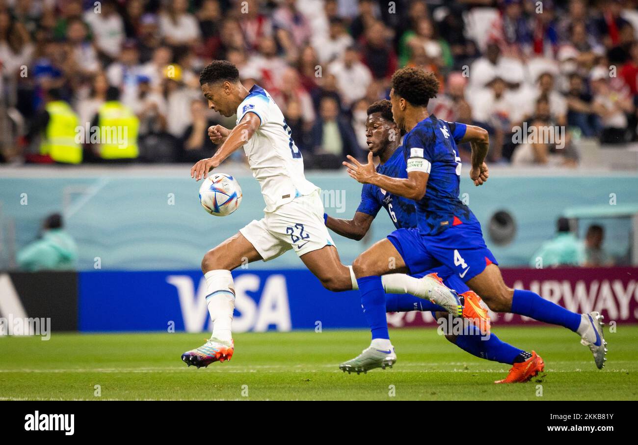 Doha, Qatar. 25th novembre 2022. Jude Bellingham (Angleterre), Tyler ...