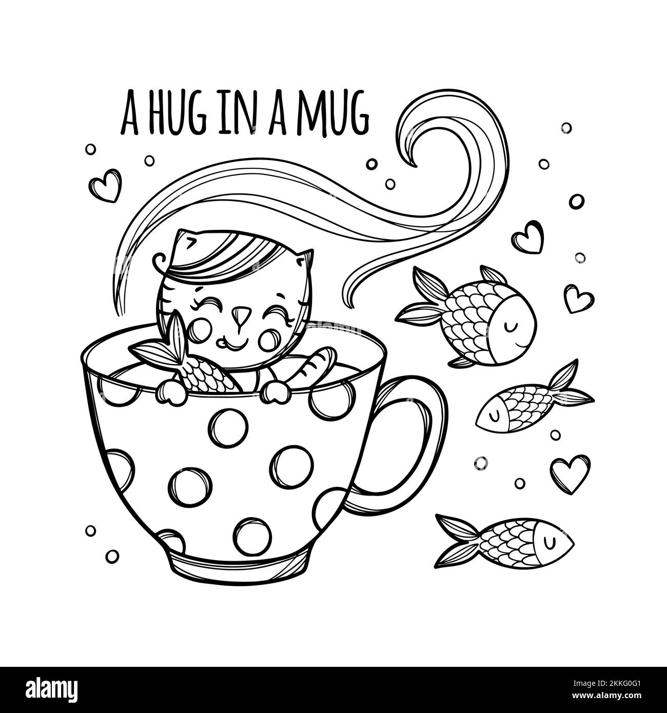 CHATON ET POISSON mignon chaton poisson pêché en coupe avec boisson ...