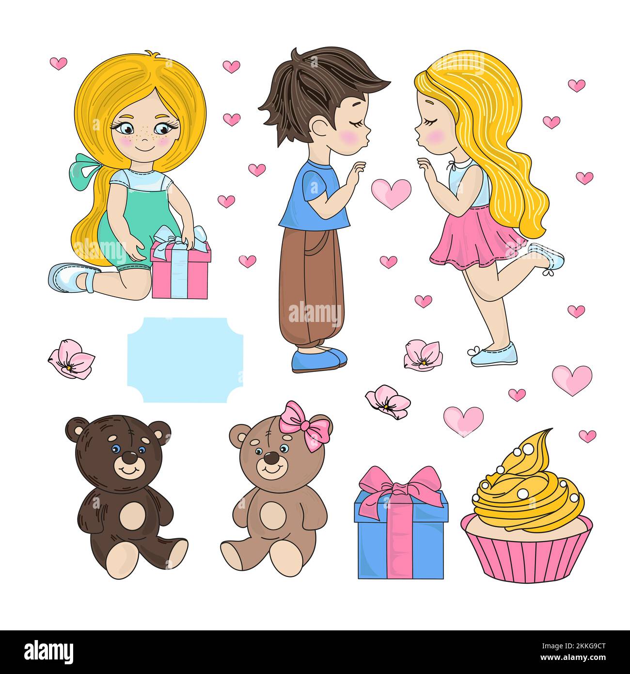 Boy girl kiss children Banque d'images vectorielles - Alamy