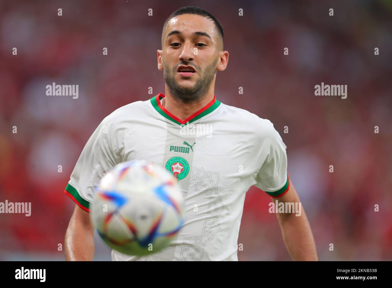 Doha, Qatar. 27th novembre 2022. Hakim Ziyech, du Maroc, a chamaté le ...