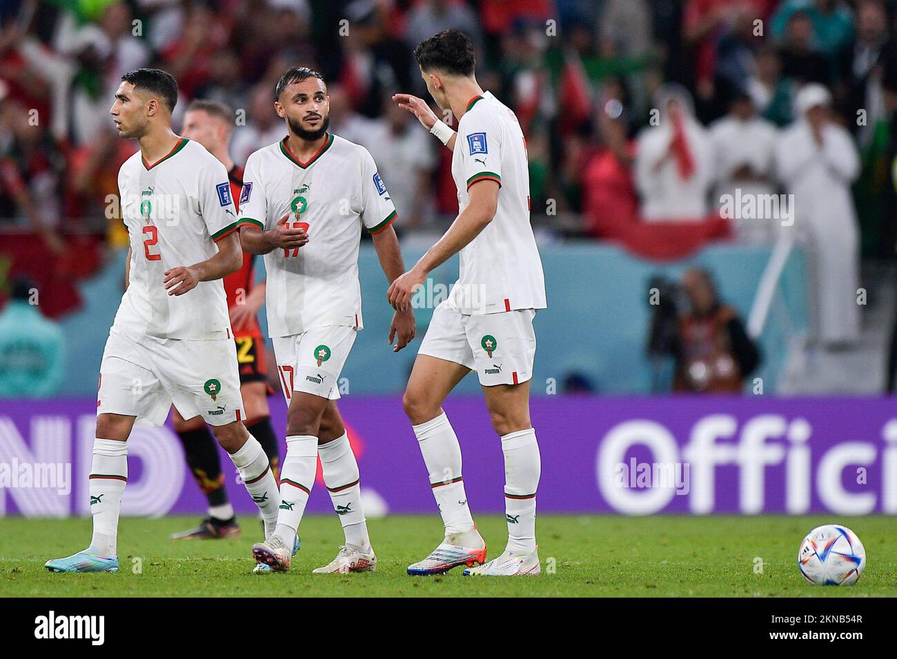 DOHA, QATAR - NOVEMBRE 27 : Achraf Hakimi du Maroc, Sofiane Boufal du ...