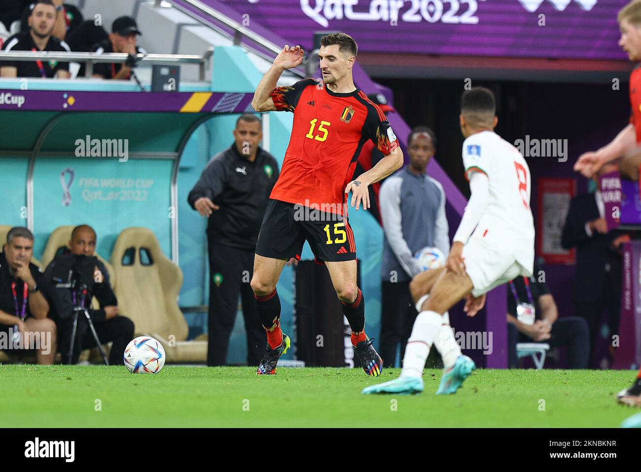 Thomas Meunier lors de la coupe du monde de la FIFA, Qatar 2022, match ...